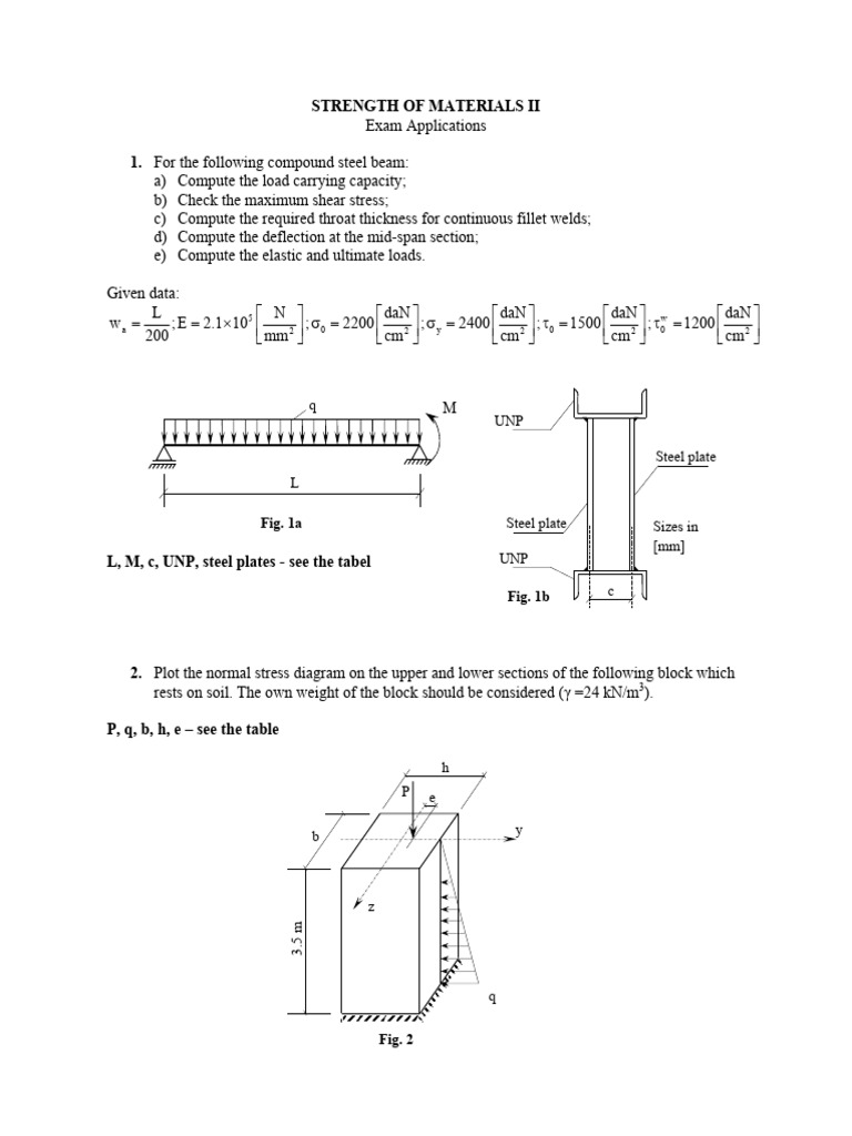 Strength of Materials II Exam Guide | PDF | Stress (Mechanics) | Beam ...