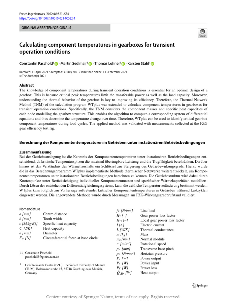 Calculating Component Temperatures in Gearboxes Fo | PDF | Gear | Heat