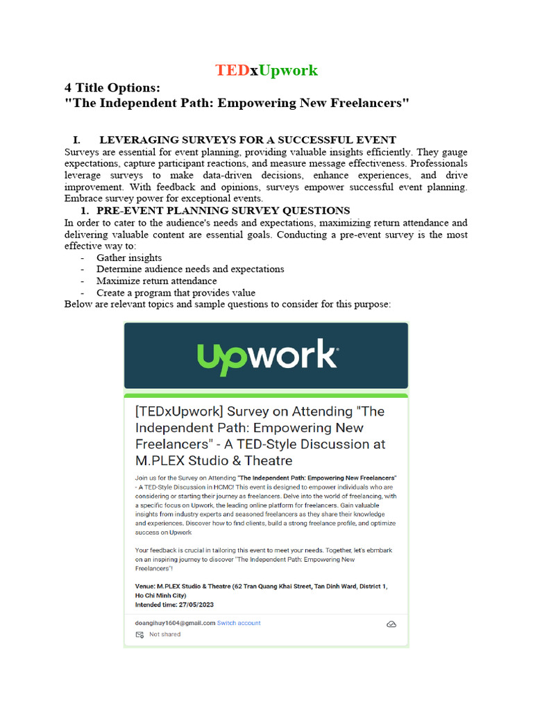 TEDx Upwork | PDF | Freelancer | Social Media