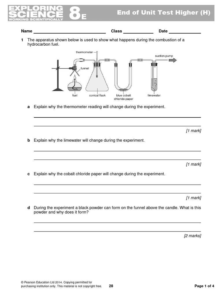 8e End of Unit Test Higher | PDF | Oxide | Combustion