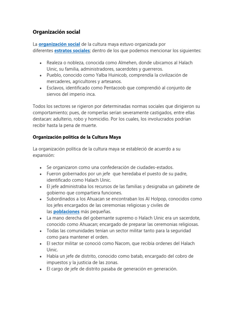 Organización y Cultura Maya | PDF | Civilización maya