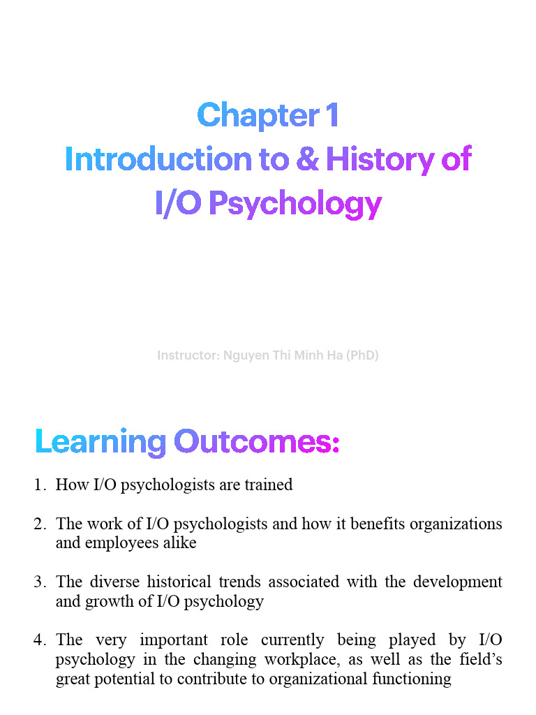 Chapter 1. Introduction to and History of I-O Psychology | PDF ...