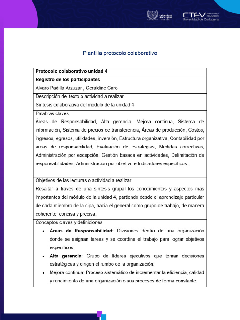 Prot Cola Conta Adm Uni4 | PDF | Business | Economias