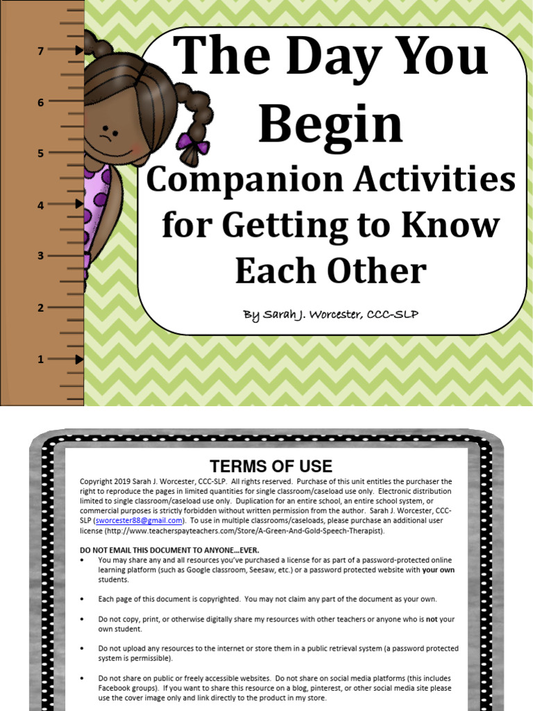 The Day You Begin: Companion Activities For Getting To Know Each Other ...