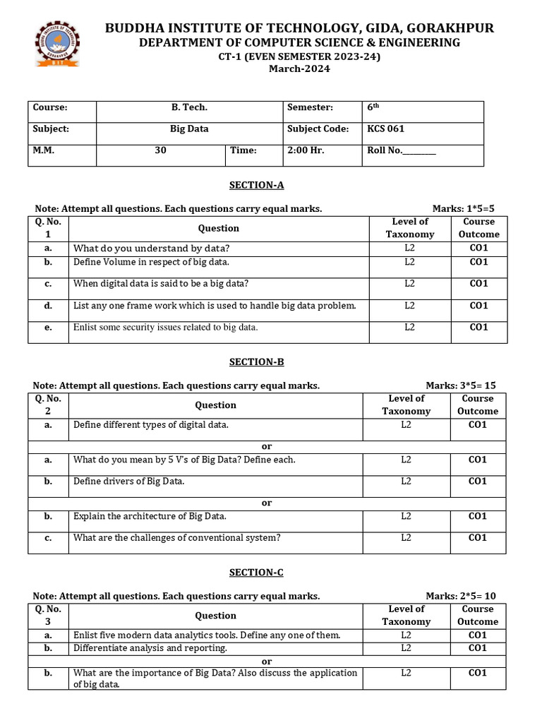 CT 1-BD | Download Free PDF | Big Data | Data