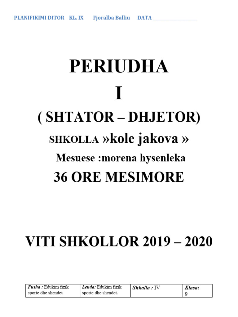 Planifikimi Ditor Kl. 9 18 19 | PDF