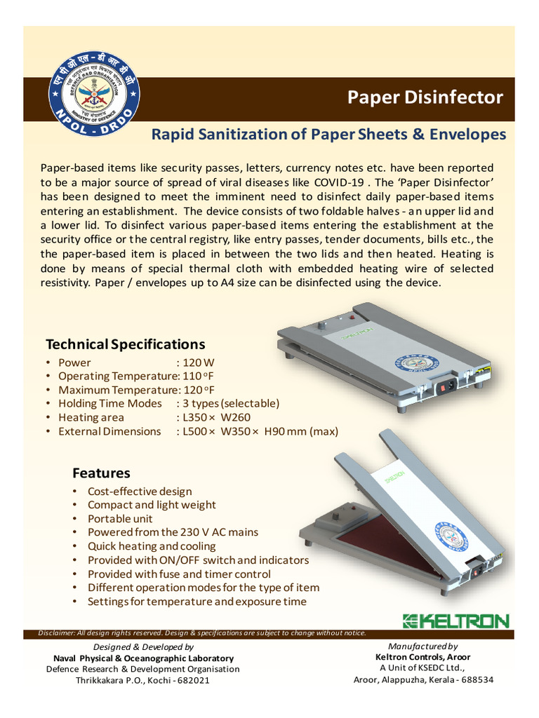 Brochure Paper Disinfector | PDF | Transport Phenomena | Heat Transfer