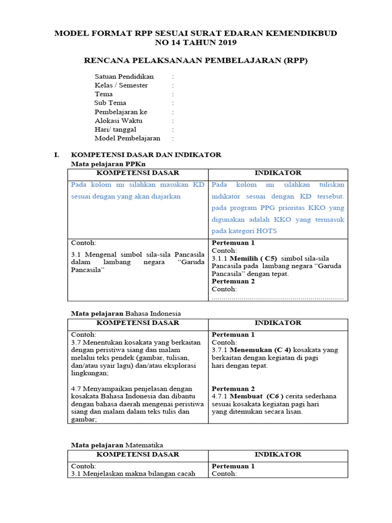 Format RPP, LKPD, Penilaian, Media, Dan Bahan Ajar - Kurikulum 2013 | PDF