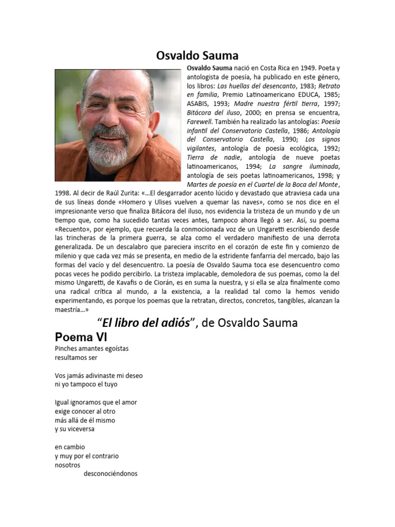 Osvaldo Sauma El Libro Del Adiós Retrato en Familia | PDF