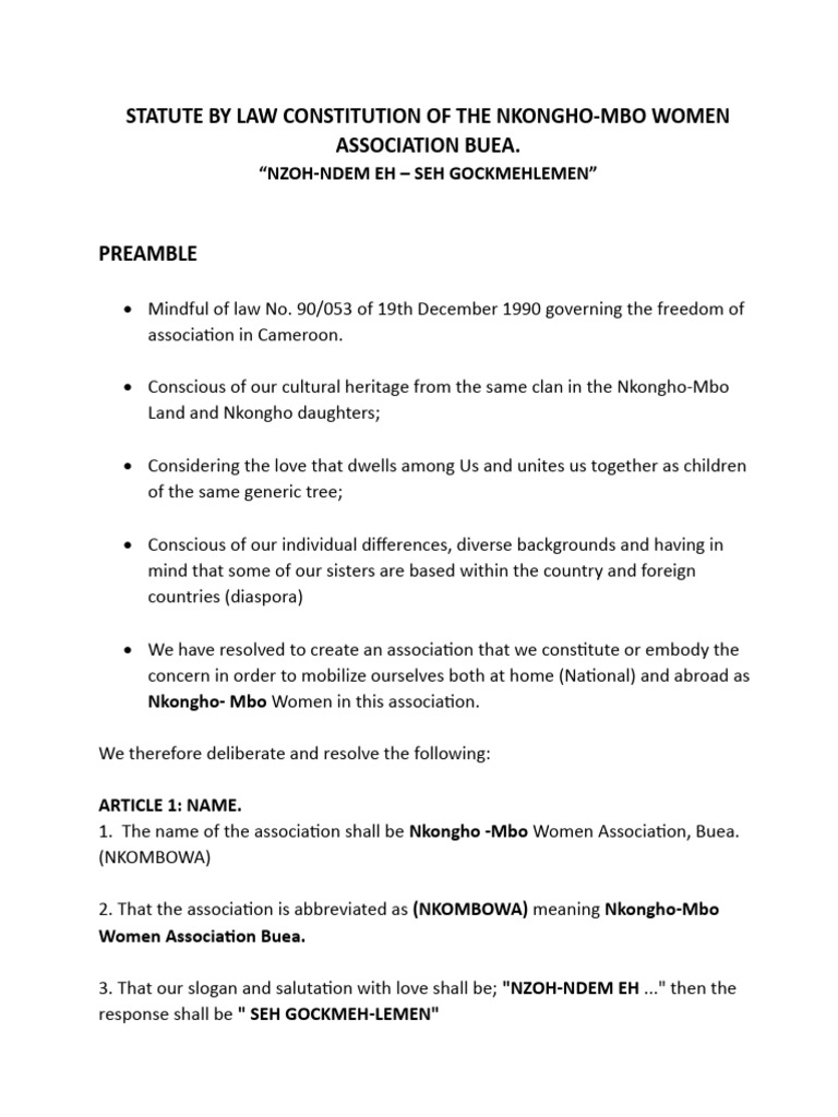 Statute by Law Constitution of The Nkongho | PDF | Interest | Loans