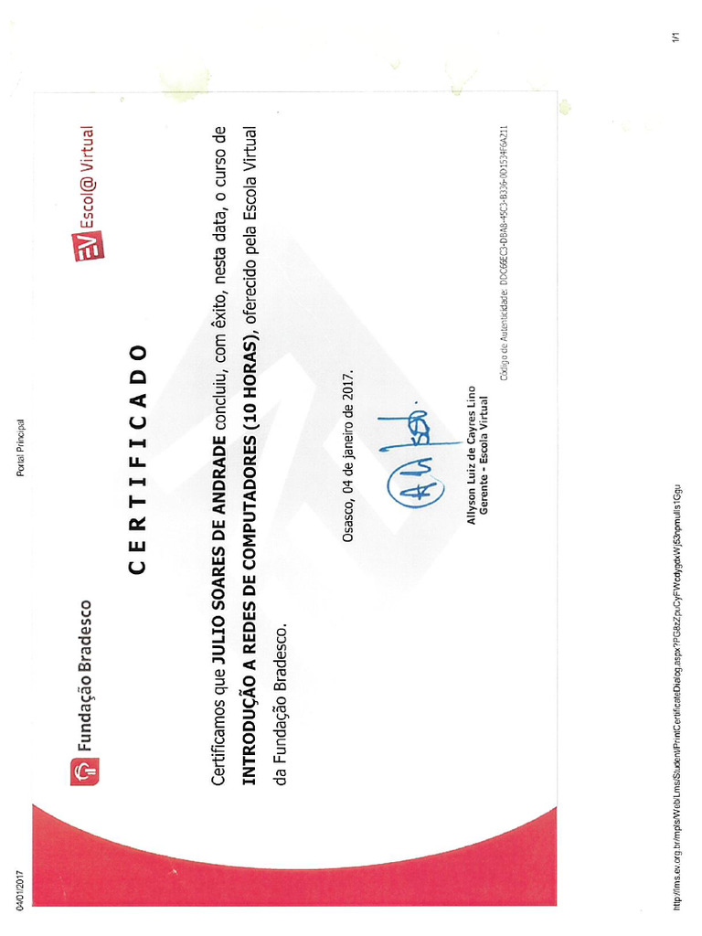 Certificado Bradesco (Intro. Redes) | PDF