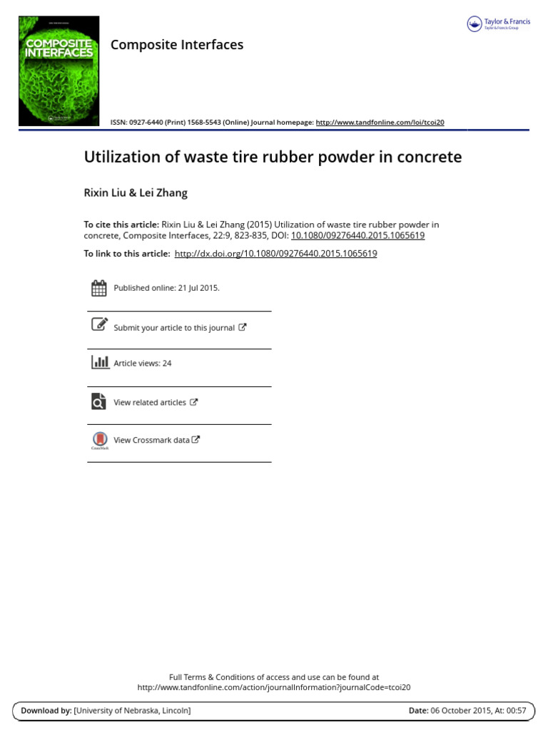 Utilization of Waste Tire Rubber Powder in Concrete | PDF | Concrete ...