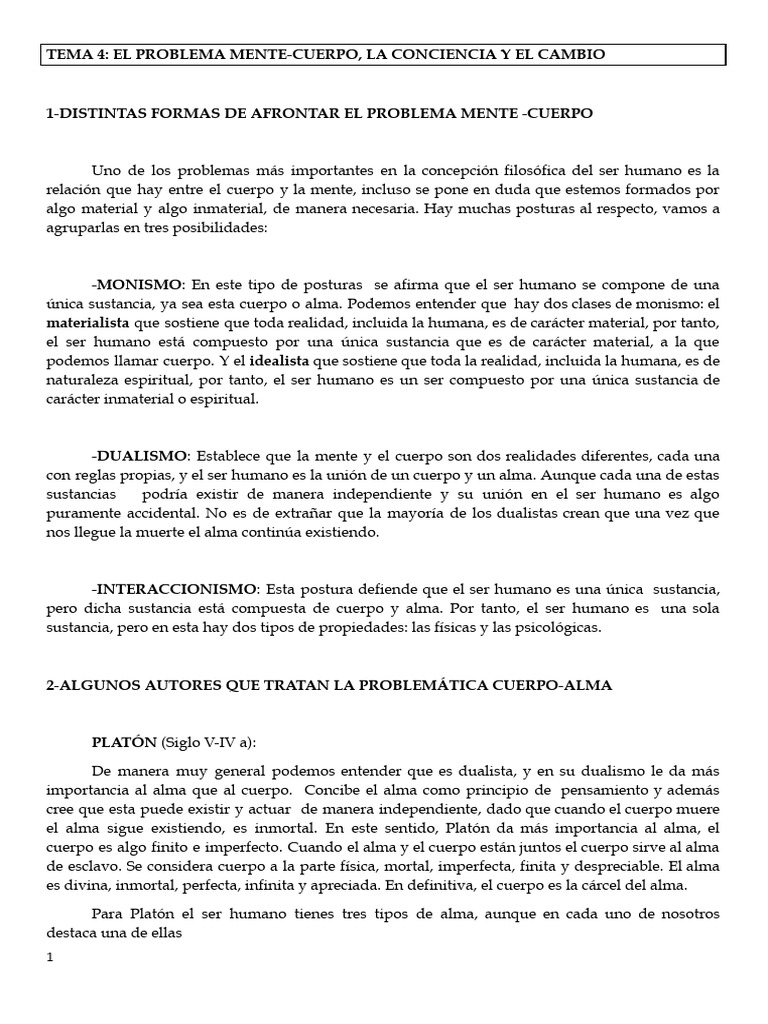 Tema 4 | PDF | Alma | Mente inconsciente