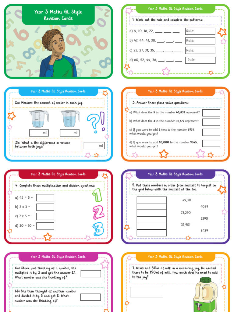 Year 3 Maths Revision Cards | PDF | Mathematics