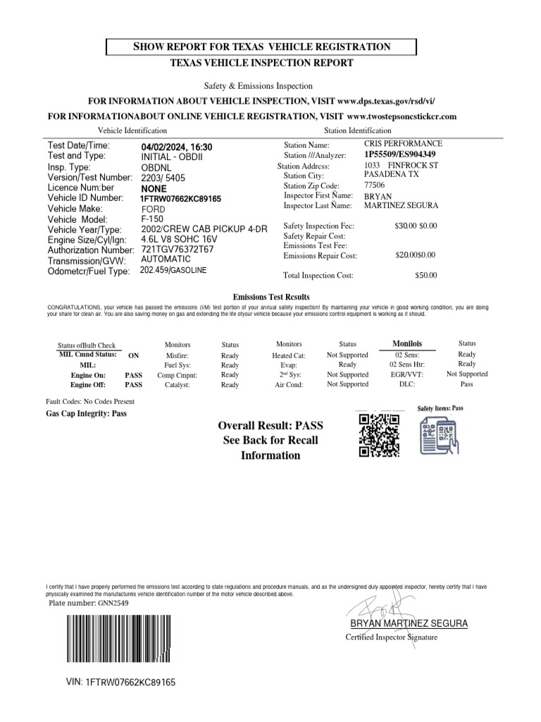 Texas Vehicle Inspection Guide | PDF | National Highway Traffic Safety ...