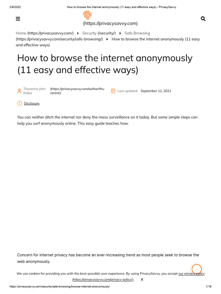 How To Browse The Internet Anonymously (11 Easy and Effective Ways) - PrivacySavvy | PDF ...