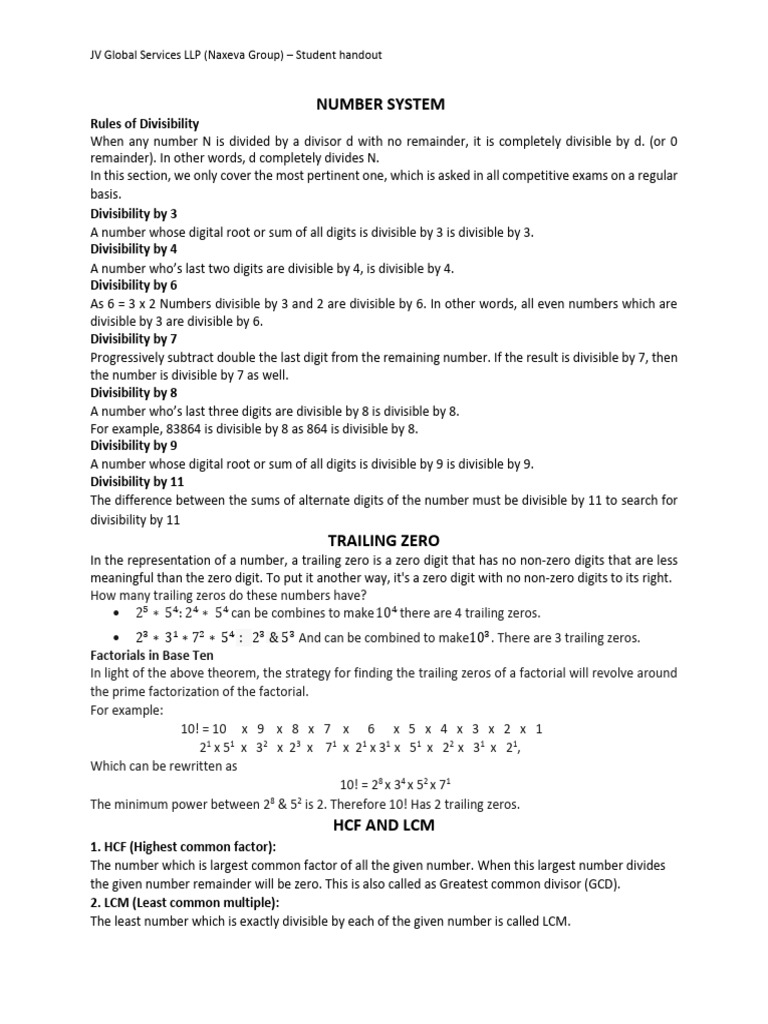 NUMBER SYSTEM - Naxeva | PDF | Elementary Mathematics | Number Theory