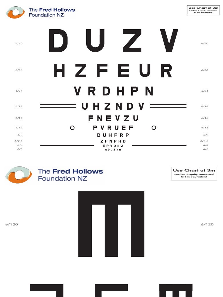Use Chart at 3m: Snellen Acquity Converted To 6m Equivalent | PDF