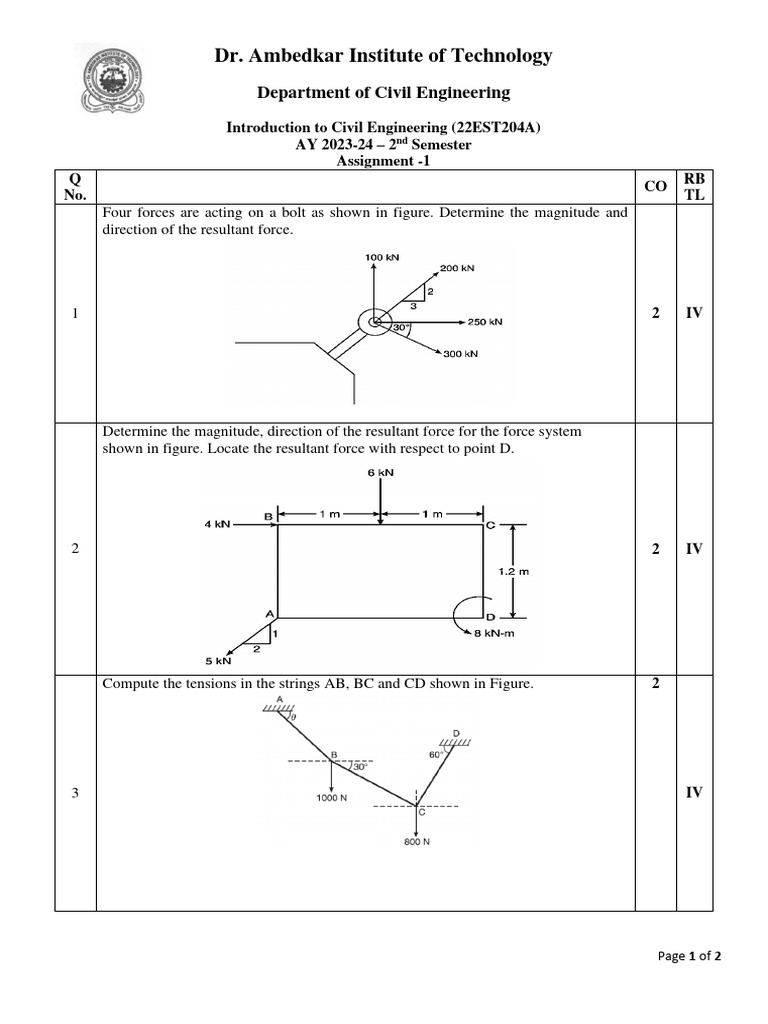 Civil Engineering Assignment 2023-24 | PDF