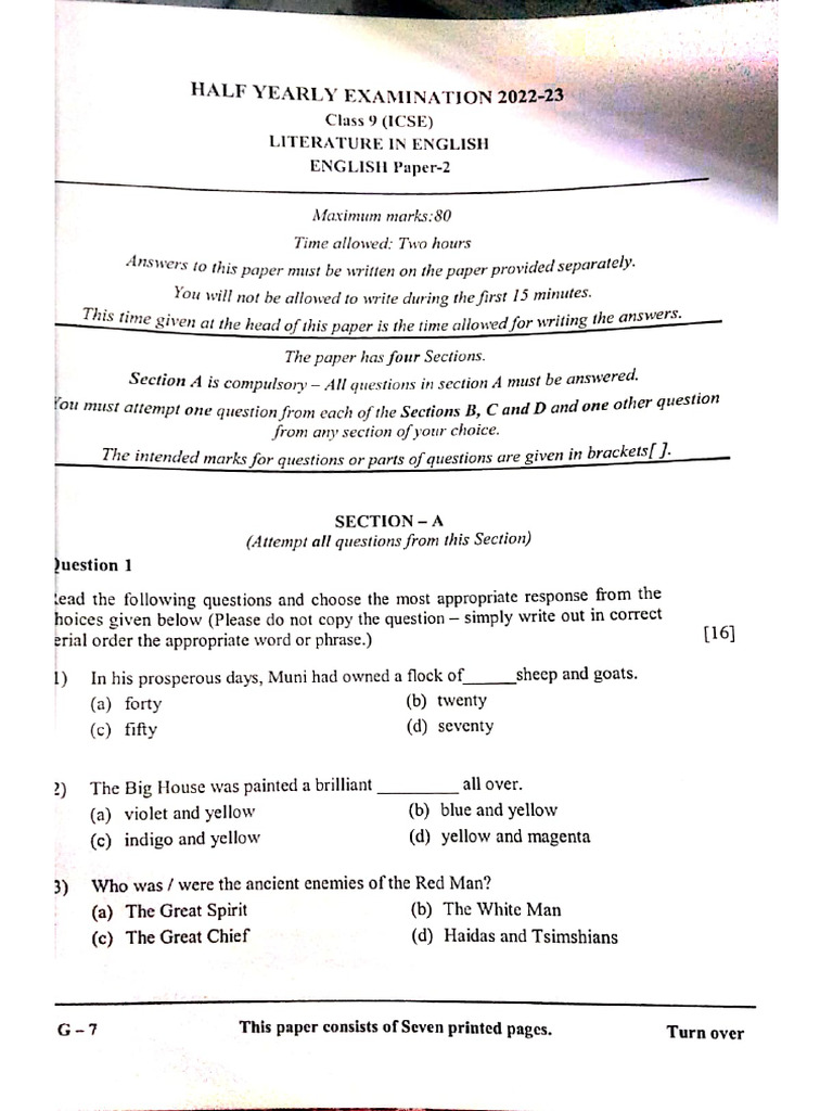 Half Yearly Class 9 2022-23 | PDF