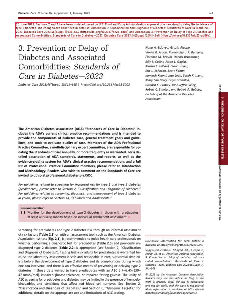 ADA Diabetes | PDF | Prediabetes | Glycated Hemoglobin
