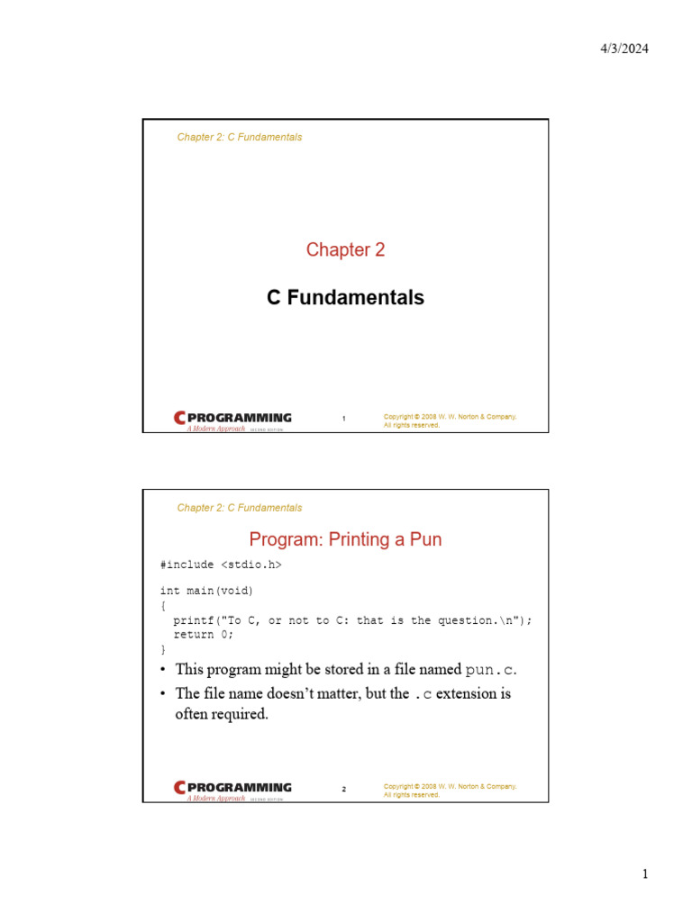 C Fundamentals | PDF | Integer (Computer Science) | C (Programming ...
