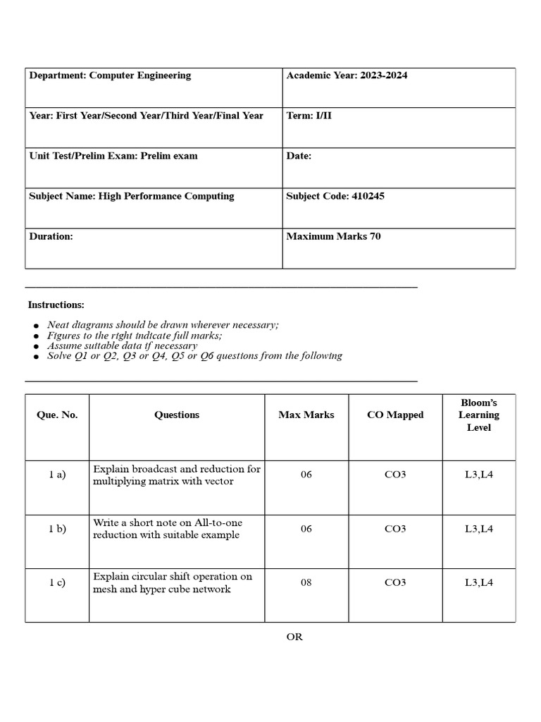 High Performance Computing Prelim Exam | PDF | Parallel Computing | Computer Programming
