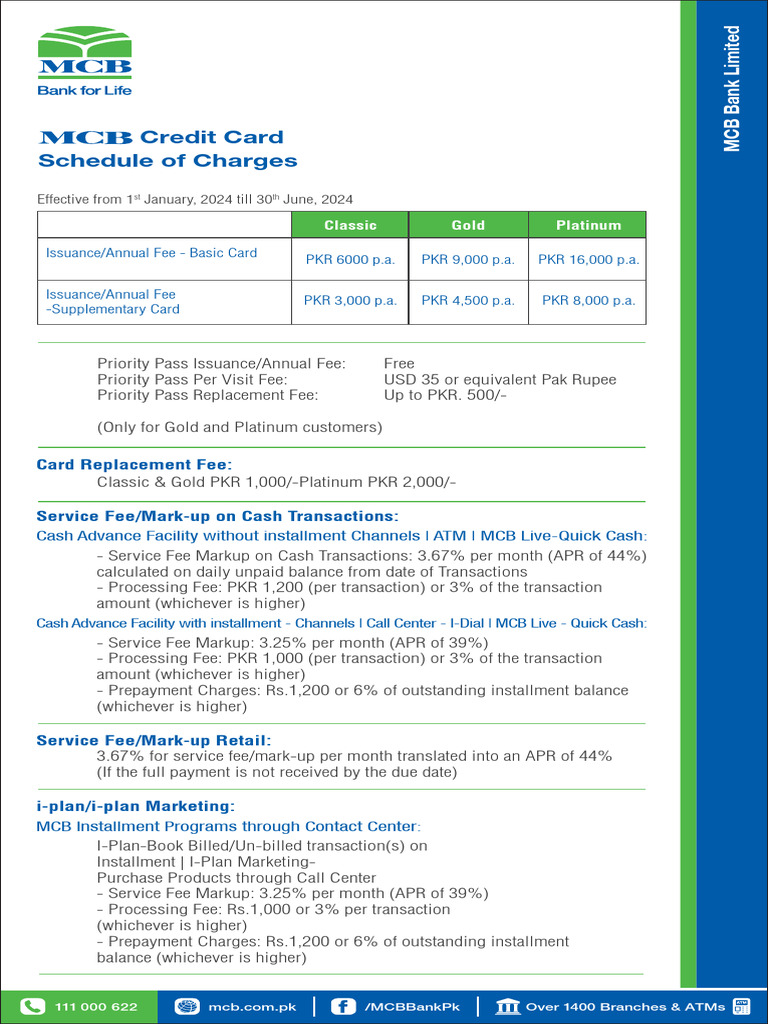 SOBC 1st Jan To 30th June 2024 | PDF | Credit Card | Debit Card