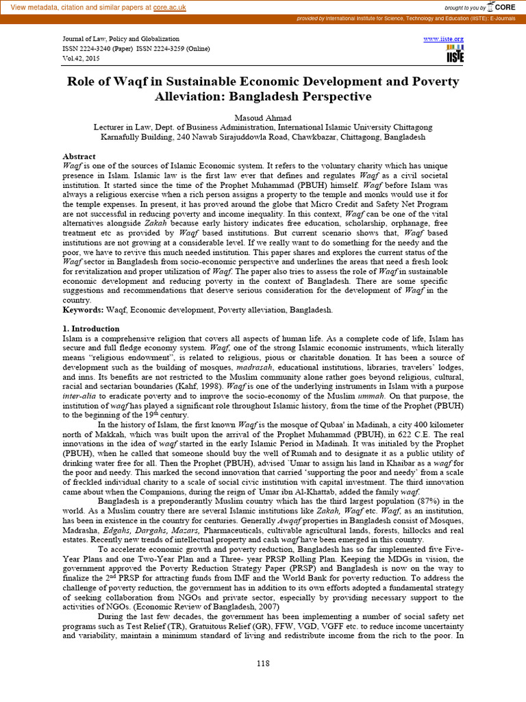 Wqaf and Eco Development | PDF | Millennium Development Goals | Poverty
