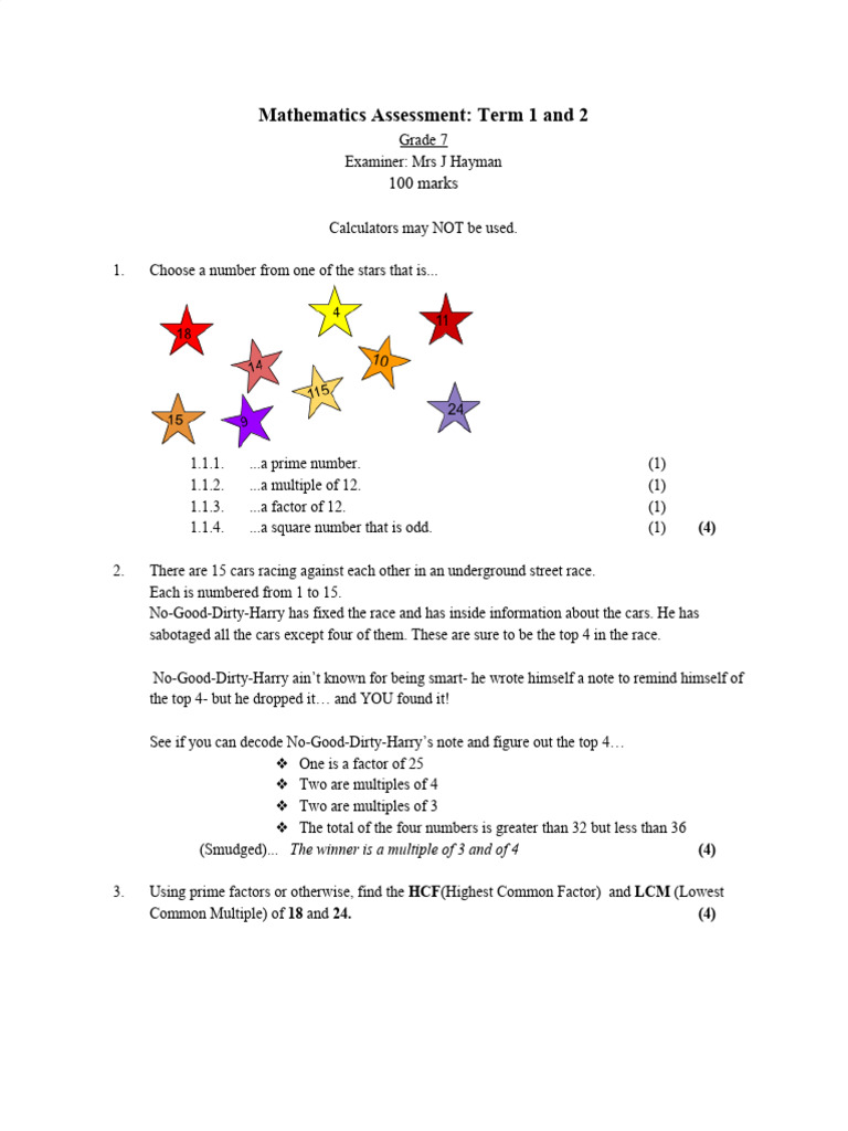 Gr07 Maths Term2 Pack01 Practice Paper | PDF | Area | Triangle