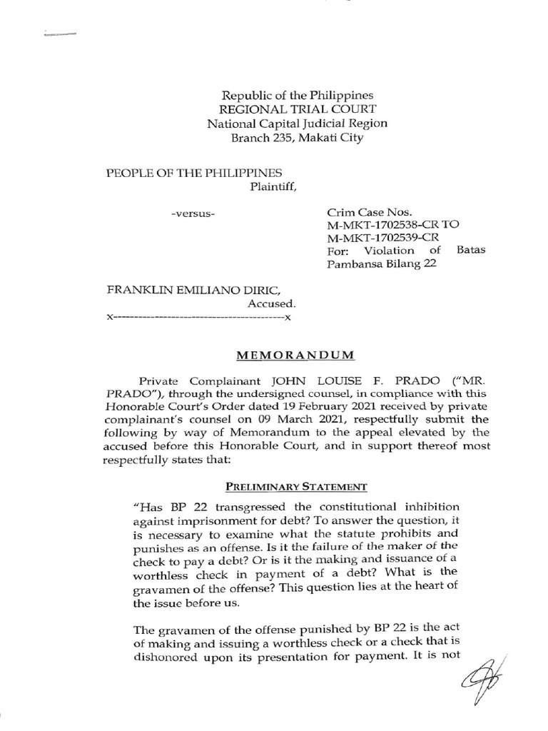 People Vs Diric - Memorandum March 24, 2021 | PDF