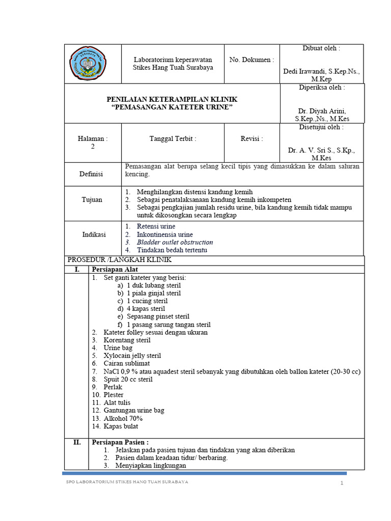 SPO Pemasangan Kateter Urine | PDF