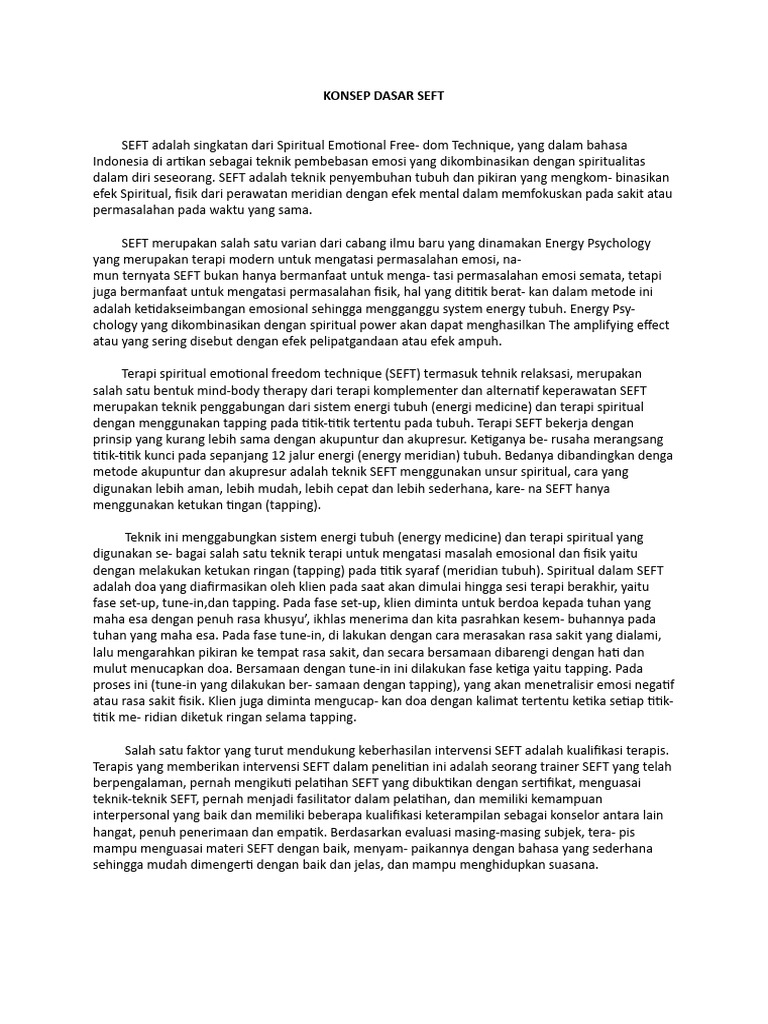 Memahami Teknik SEFT dan Manfaatnya | PDF