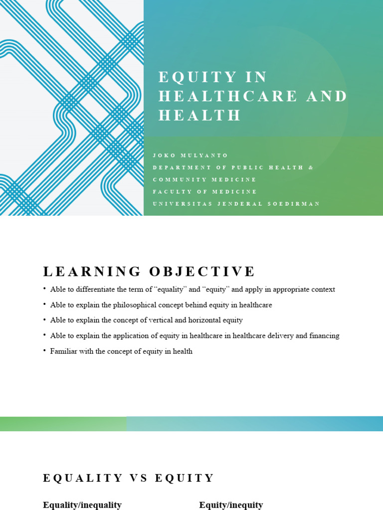 Equity in Healthcare and Health | PDF | Health Equity | Justice