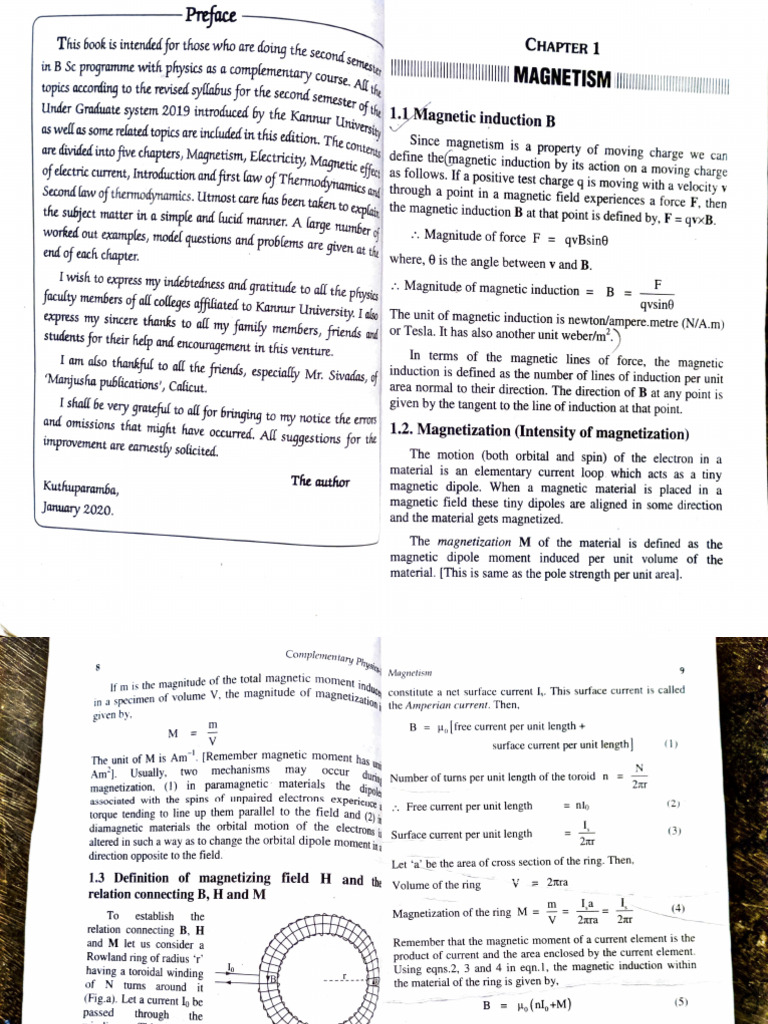 Second Sem Phy Complementary | PDF | Magnetic Field | Magnetization