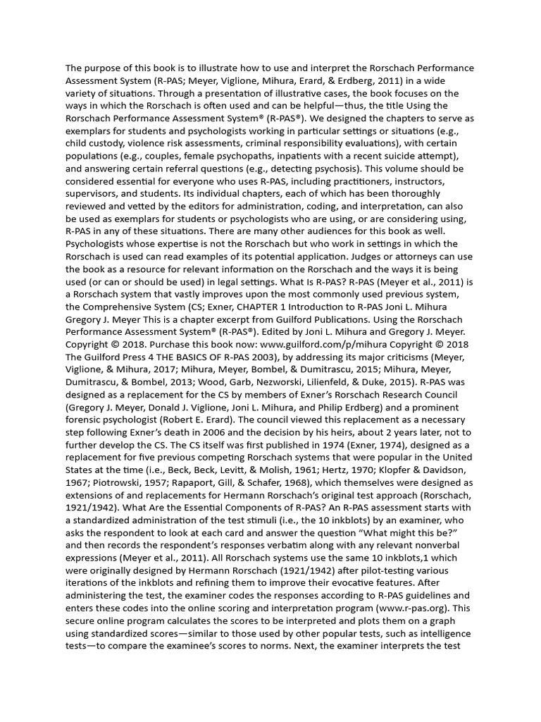 Rorschach Performance Assessment | PDF | Behavioural Sciences | Psychology
