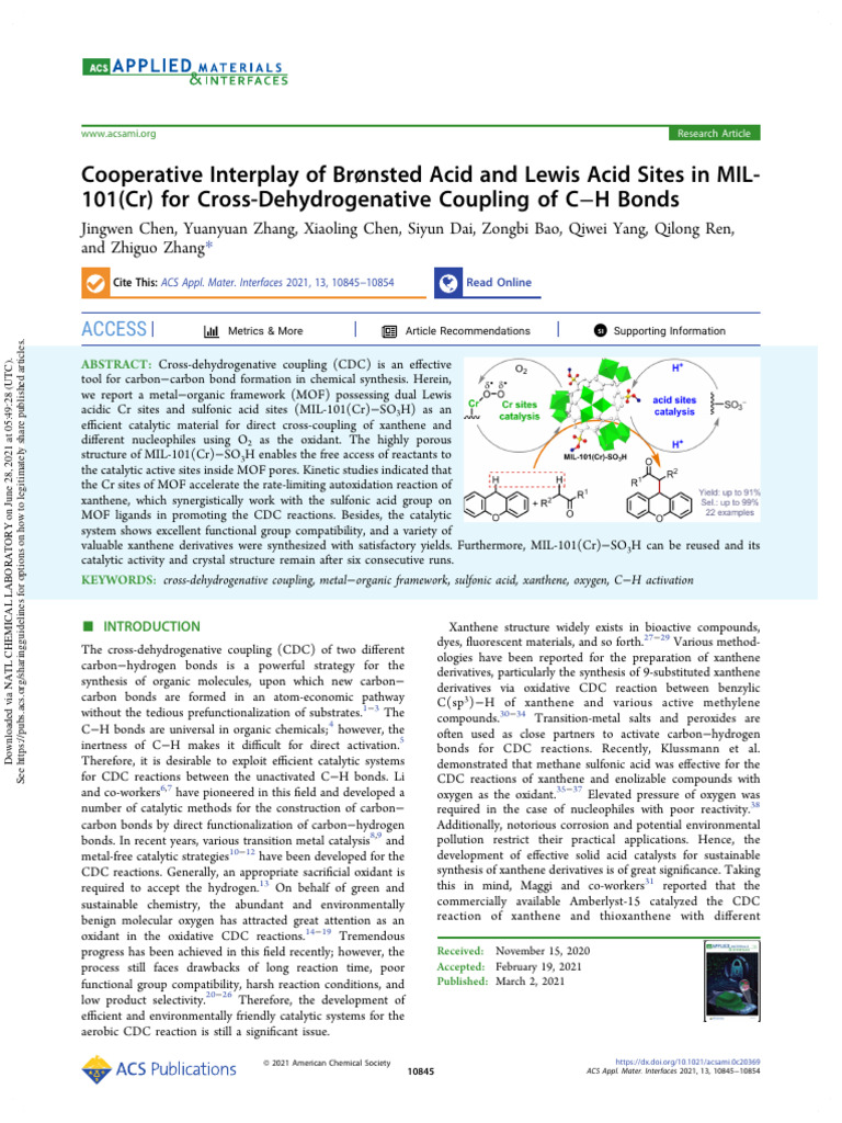 CDC by MIL-101 | PDF | Catalysis | Chemical Reactions