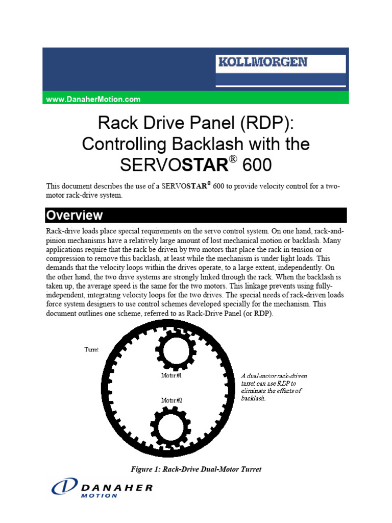 S600 Rack Drive Panel RDP App Note | PDF | Electric Motor | Mechanics