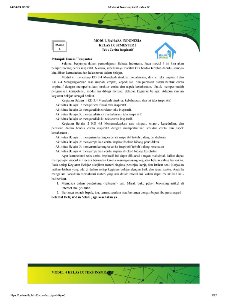 Modul 4 Teks Inspiratif Kelas IX | PDF | Business | Art