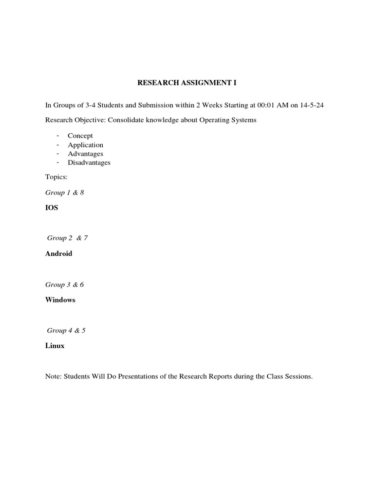 Operating Systems Research Assignment | PDF | Computers