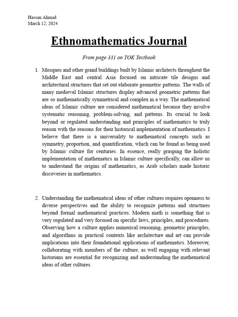 Ethnomathematics Journal | PDF | History