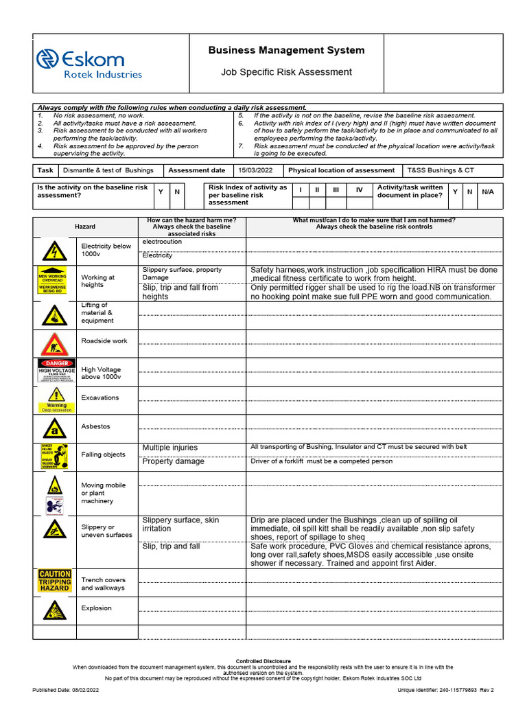 Risk Assessment Working at Height | PDF | Personal Protective Equipment ...