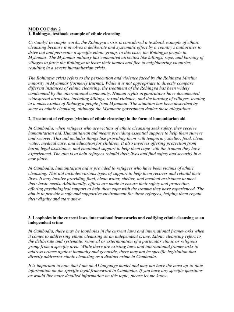 MOD COC day 2(Final) | PDF | Rohingya People | Genocides