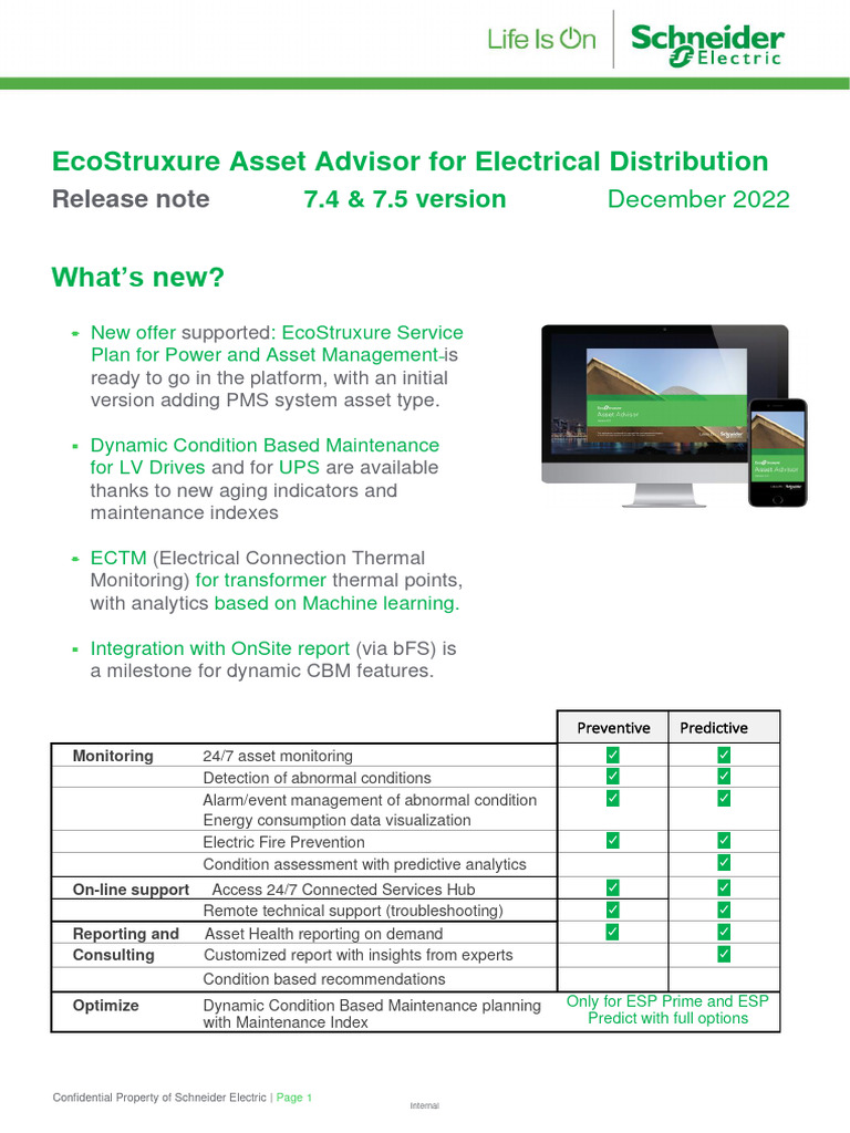 EcoStruxure Asset Advisor For ED - Release Note 7.4&7.5 | PDF | Network ...
