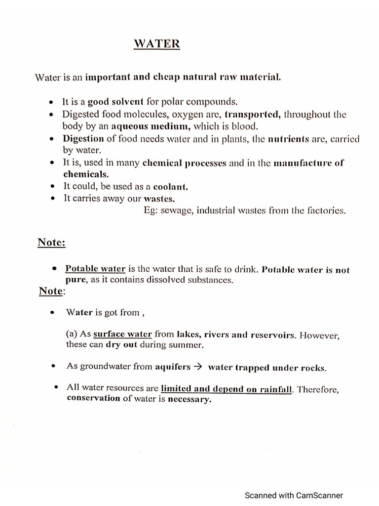 Year 11 AQA Water | PDF