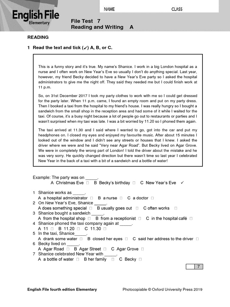 Reading and Writing EF4e_elem_filetest_07a | PDF