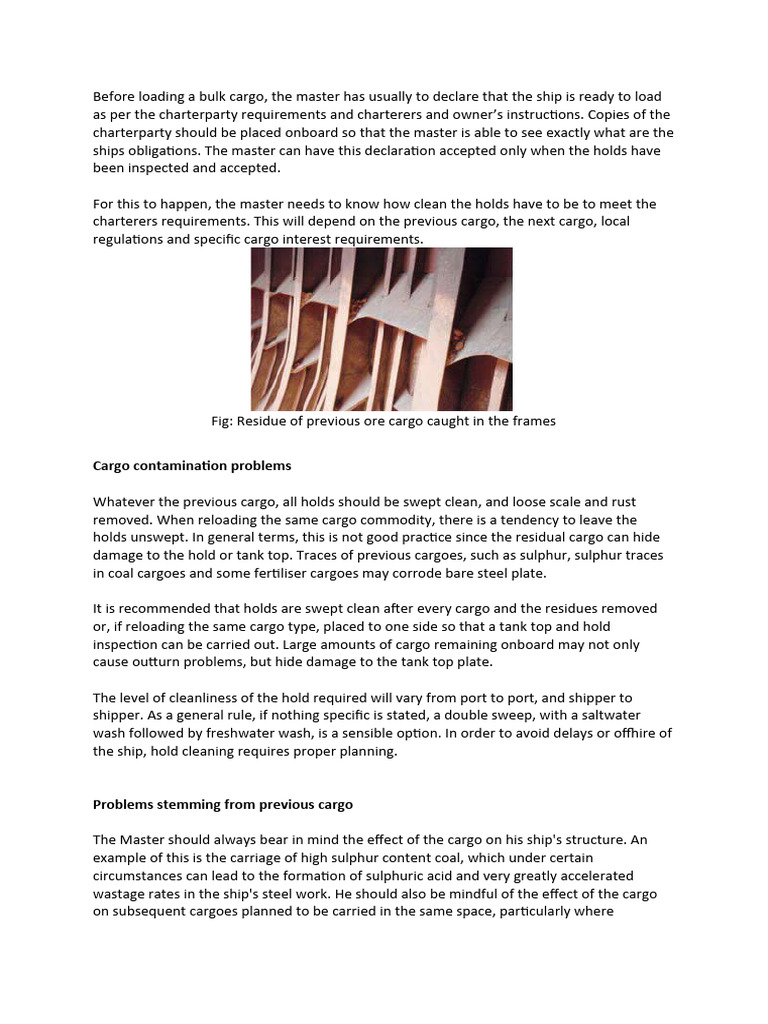 Cargo Various hold cleaning problems for bulk carrier and required ...