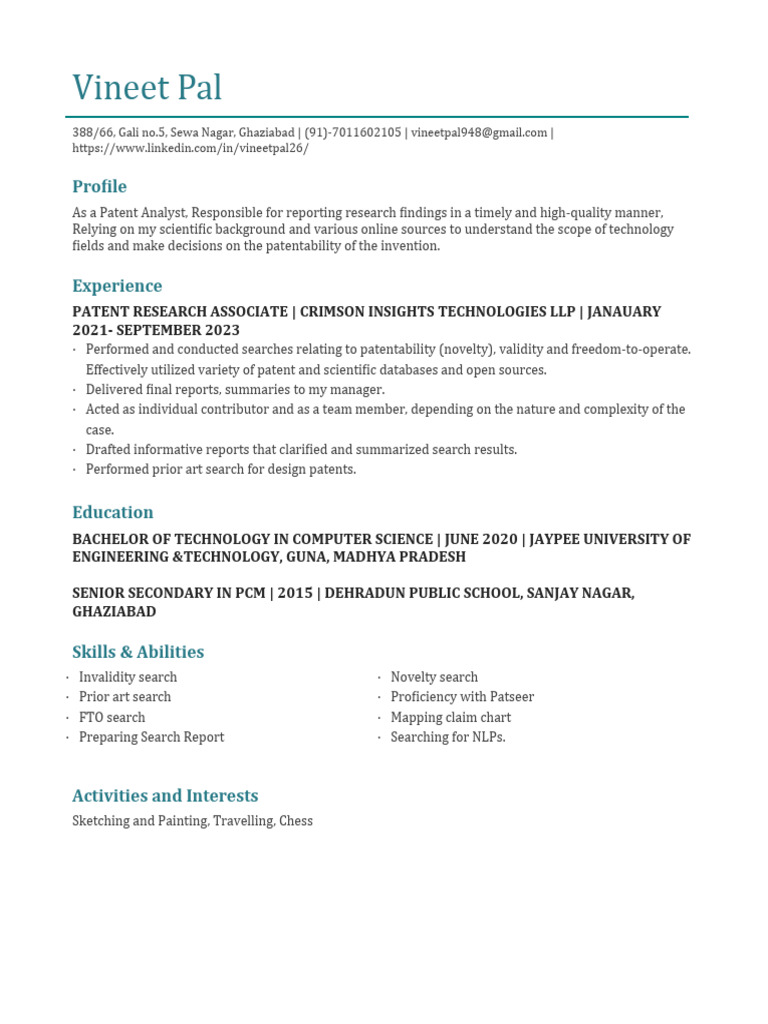 CV Vineet Pal-1 | PDF