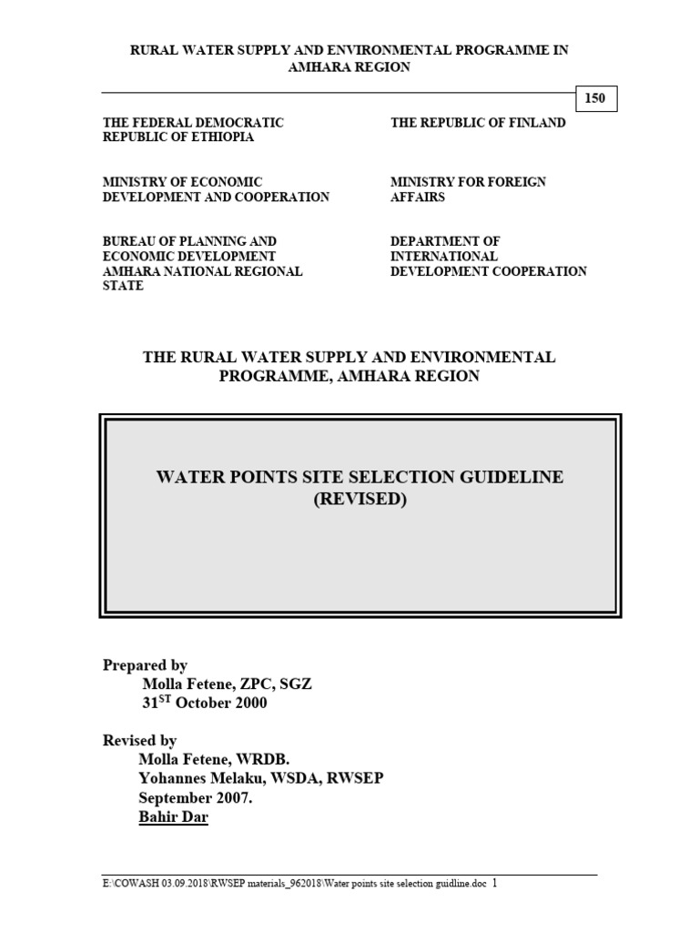 Amhara Region Water Point Selection Guide | PDF | Groundwater | Aquifer