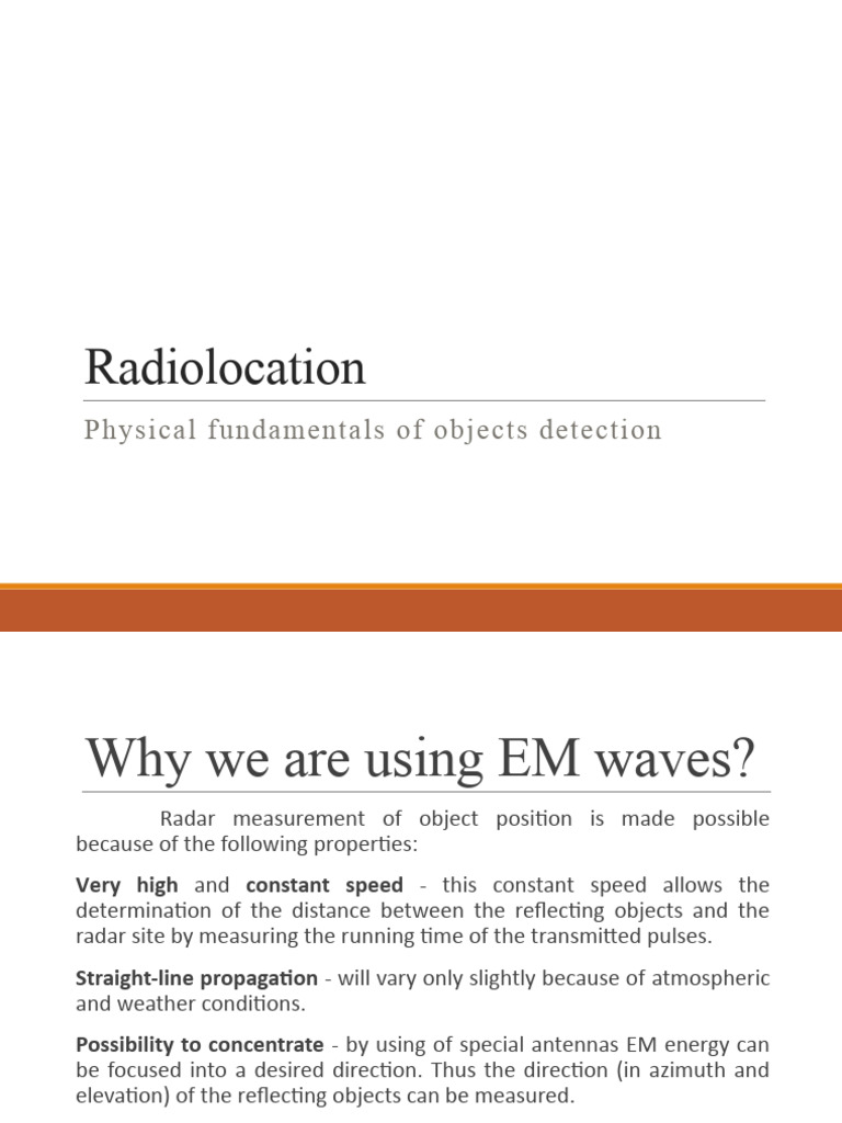 LEC2 - EM Wave Reflection, The RCS, Methods of Coordinates Measurement ...